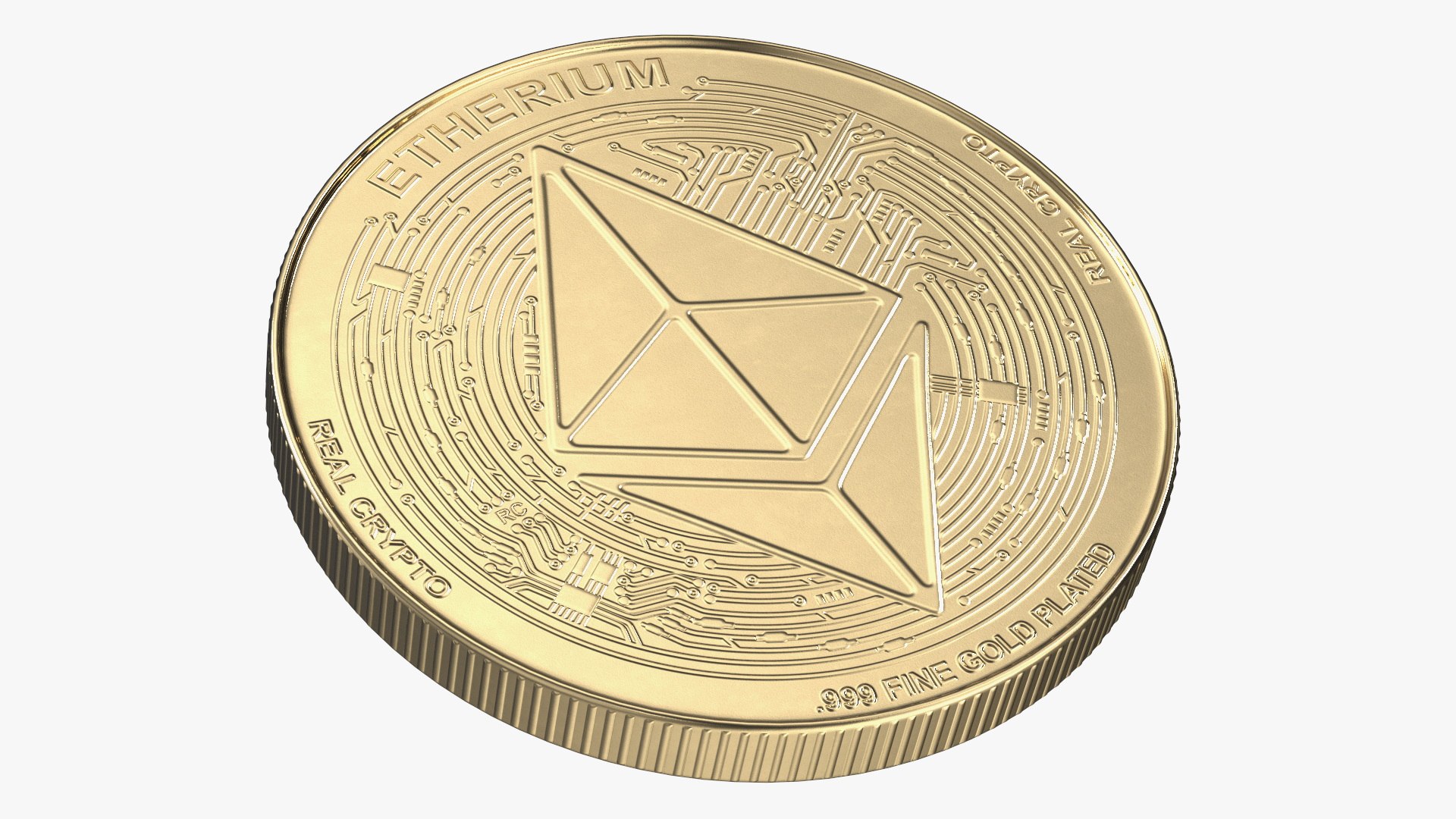 modelo 3d Ethereum ETH Cryptocurrency Golden Coin - TurboSquid 2071289
