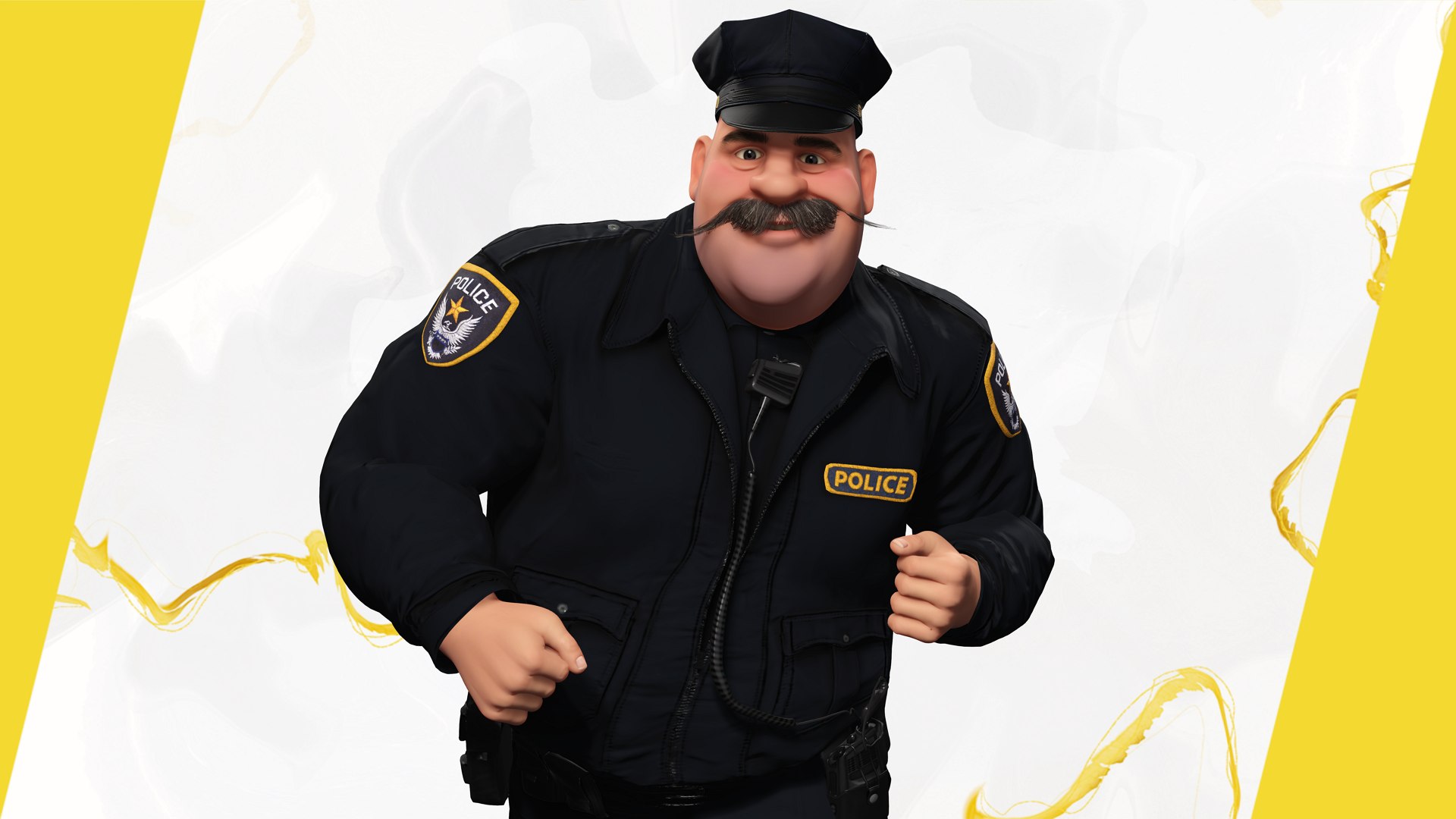 3D Stylized Cartoon Police Chief Rigged Fat Cop - TurboSquid 2354503