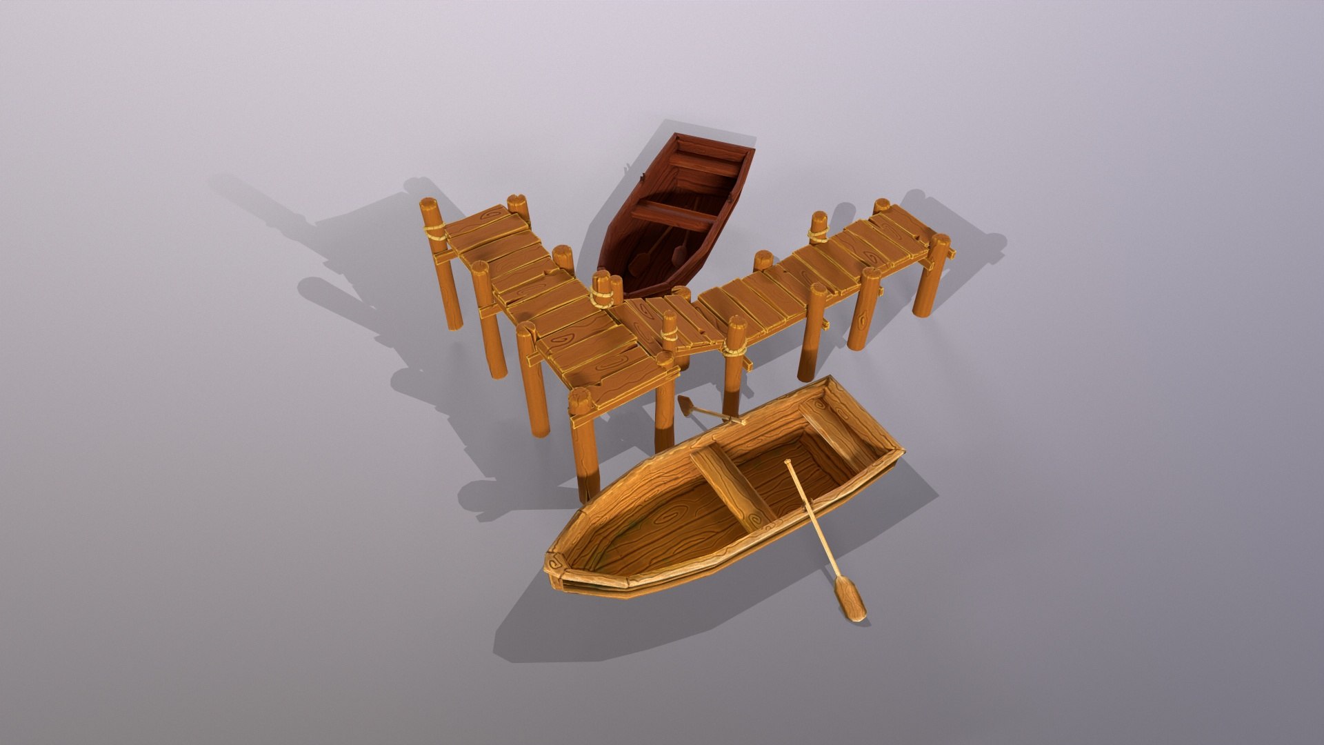 Stylized Lowpoly Port Pier And Boats Game Asset Low-poly 3D Model 3D ...