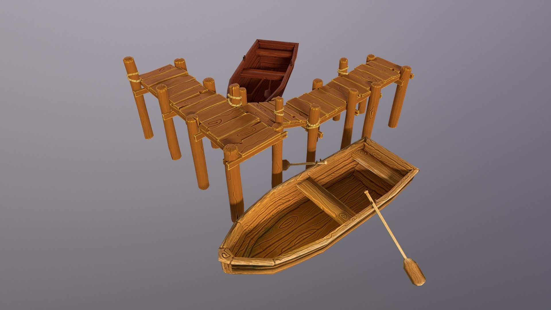 Stylized Lowpoly Port Pier And Boats Game Asset Low-poly 3D Model 3D ...