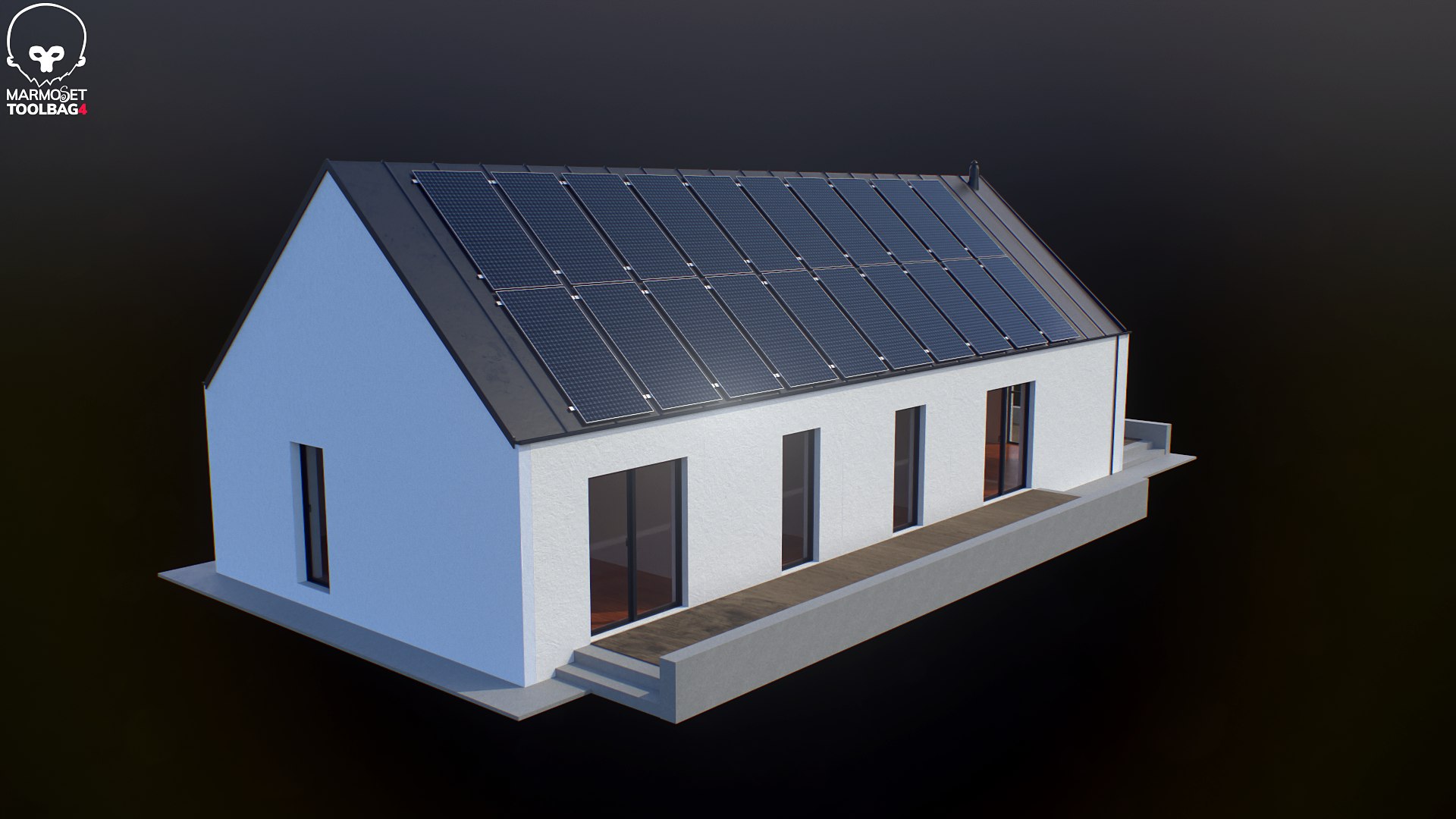Modern House With Solar Cell Model - TurboSquid 2070649