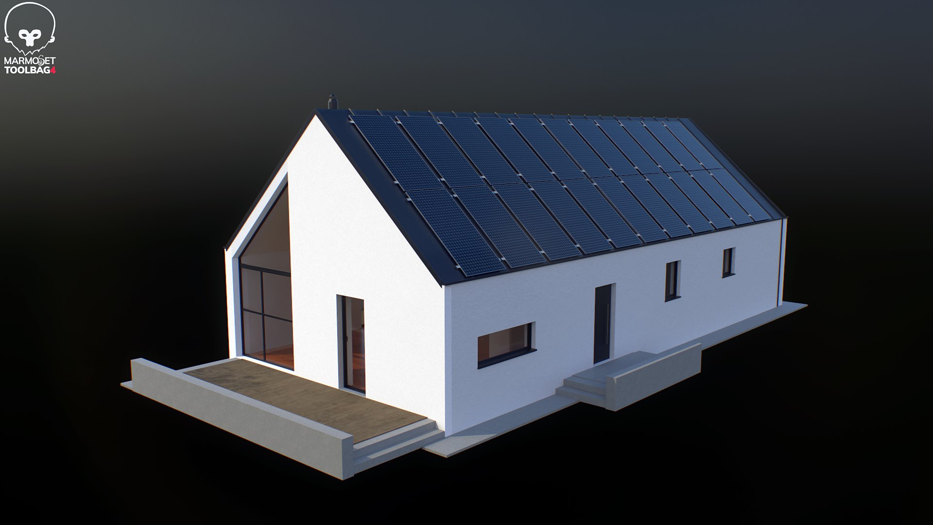 Modern House With Solar Cell Model - TurboSquid 2070649