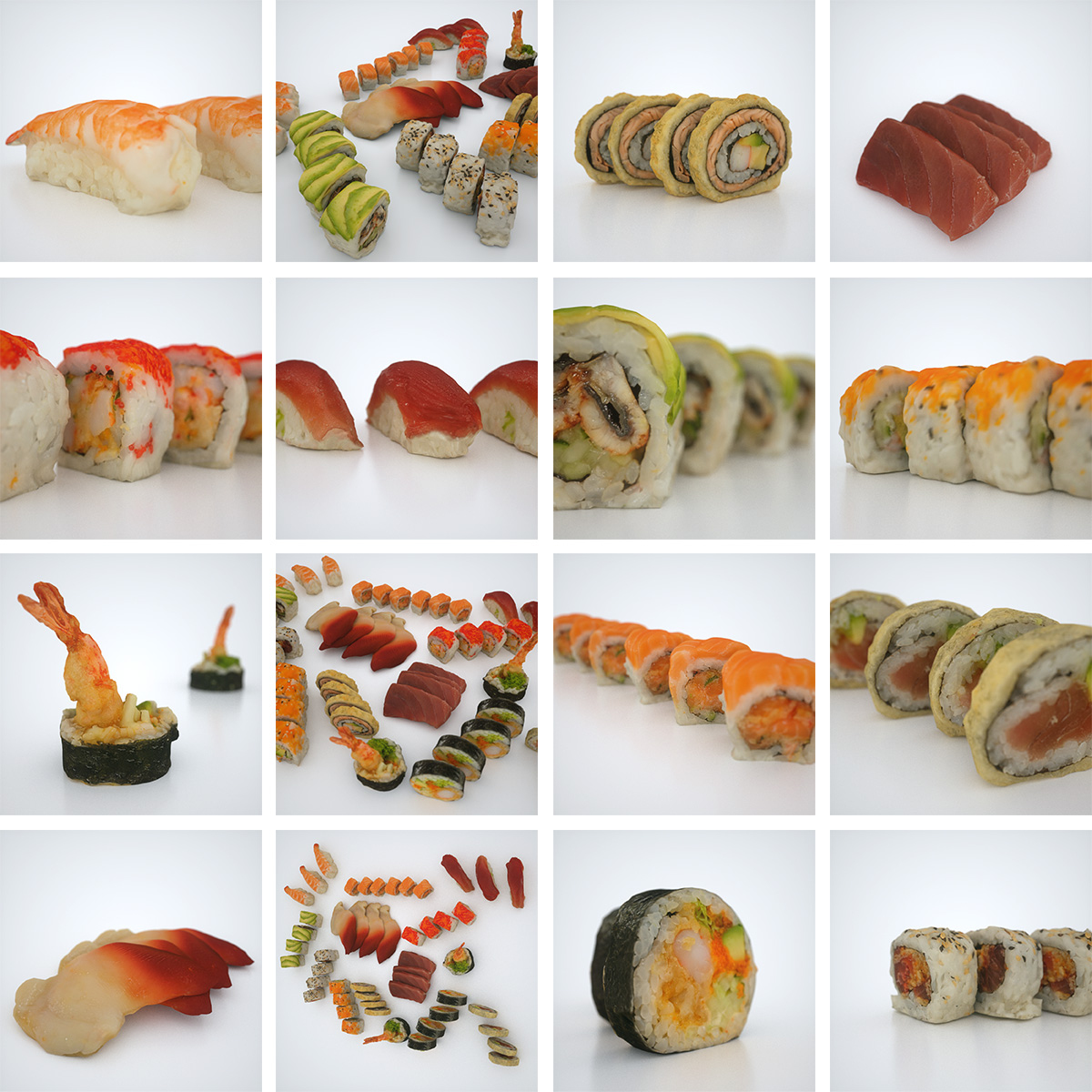 3d model sushi photorealistic