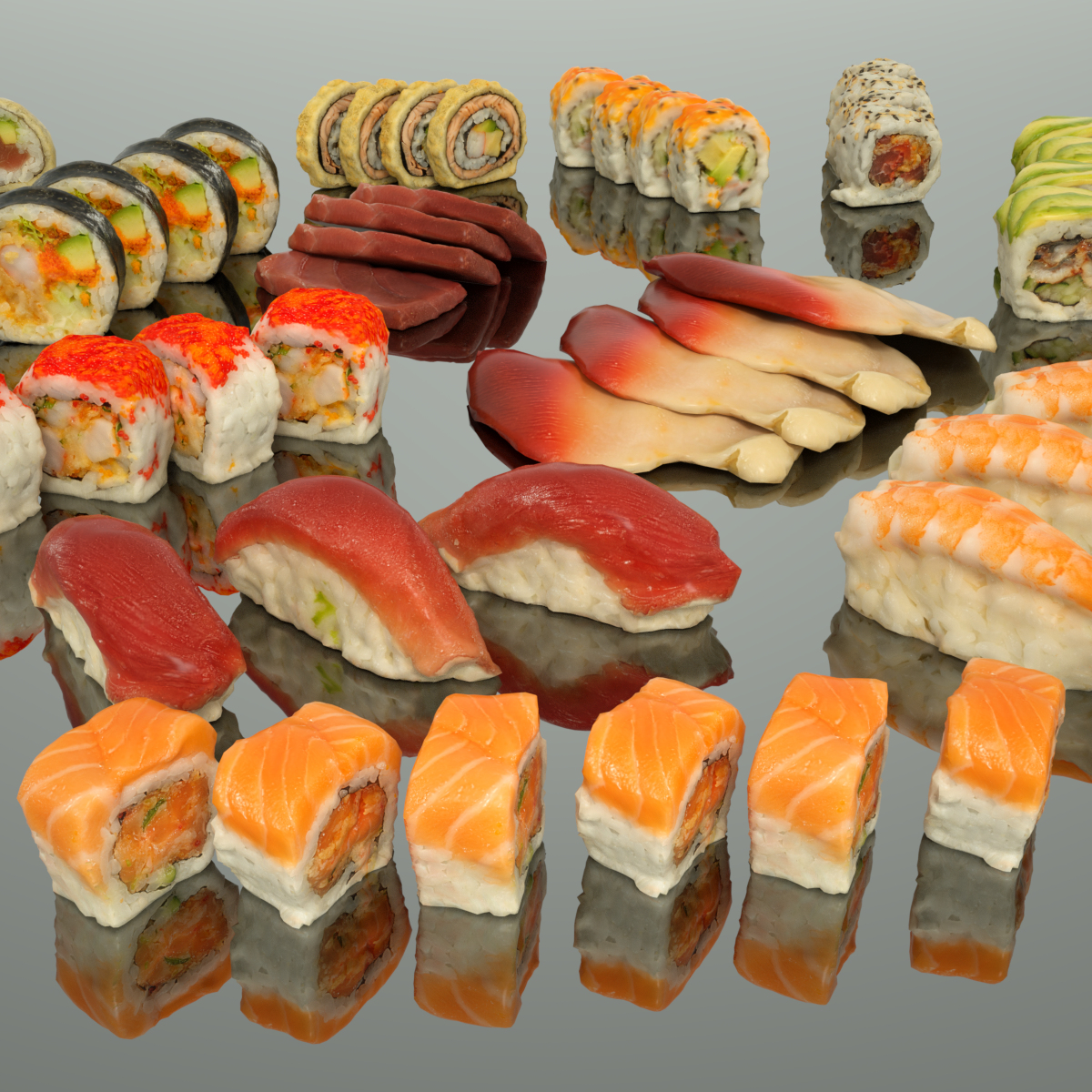3d model sushi photorealistic