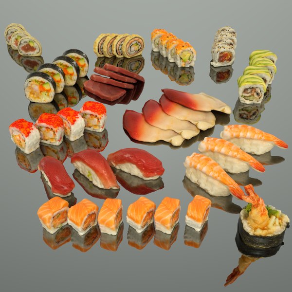 3d model sushi photorealistic