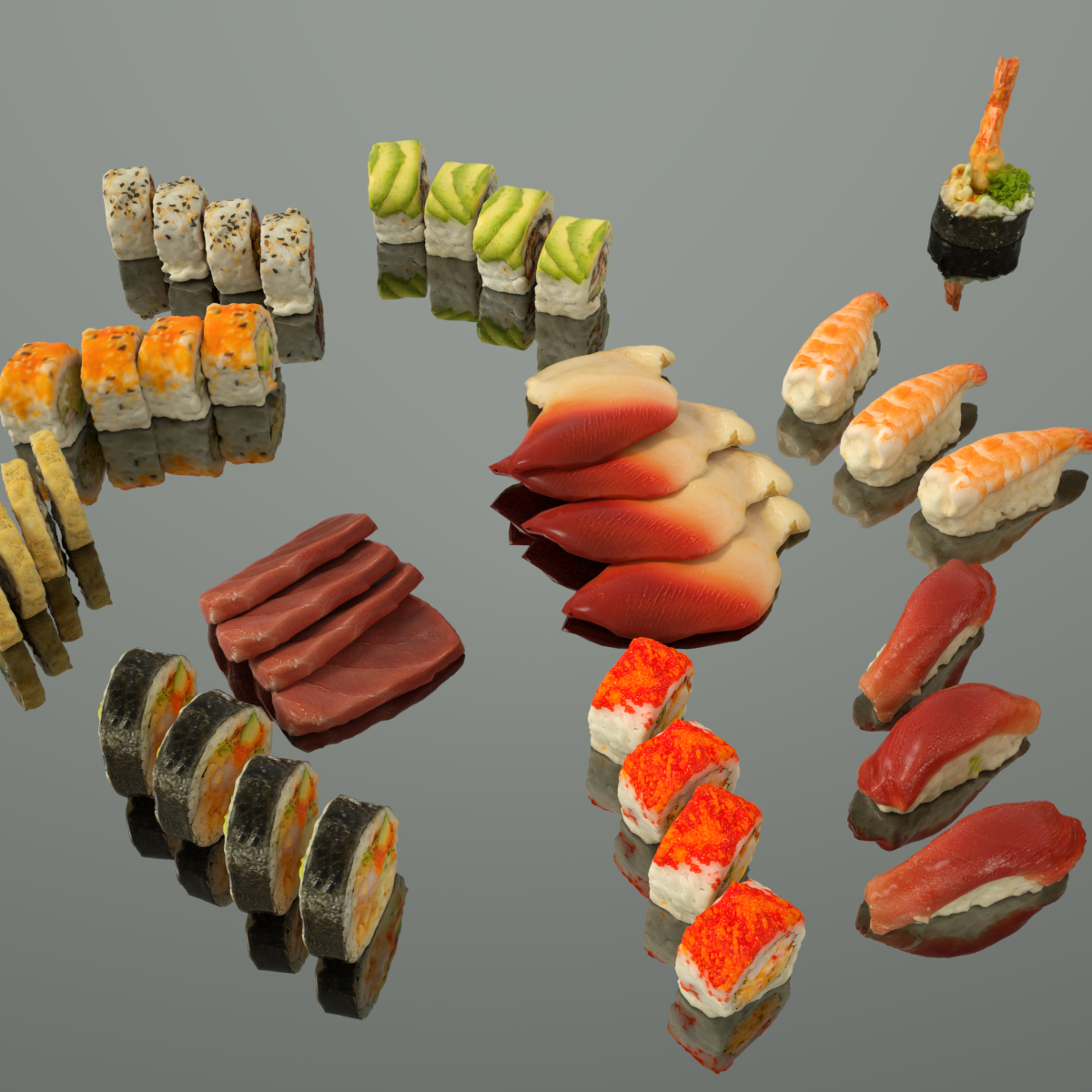 3d model sushi photorealistic