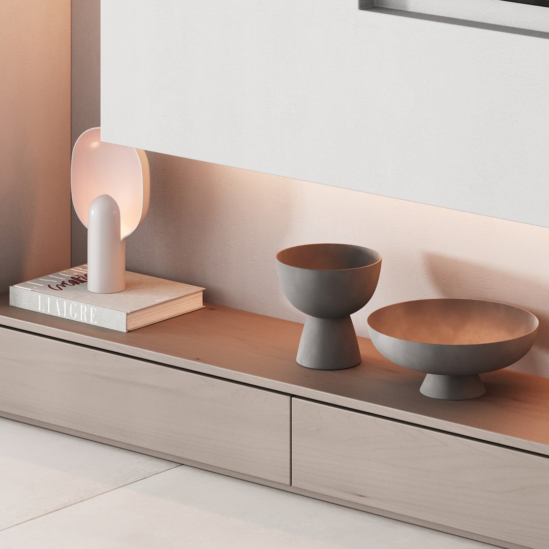 156 Tv Wall Kit 05 Minimal Wood Warm Gray 00 3D - TurboSquid 2039490