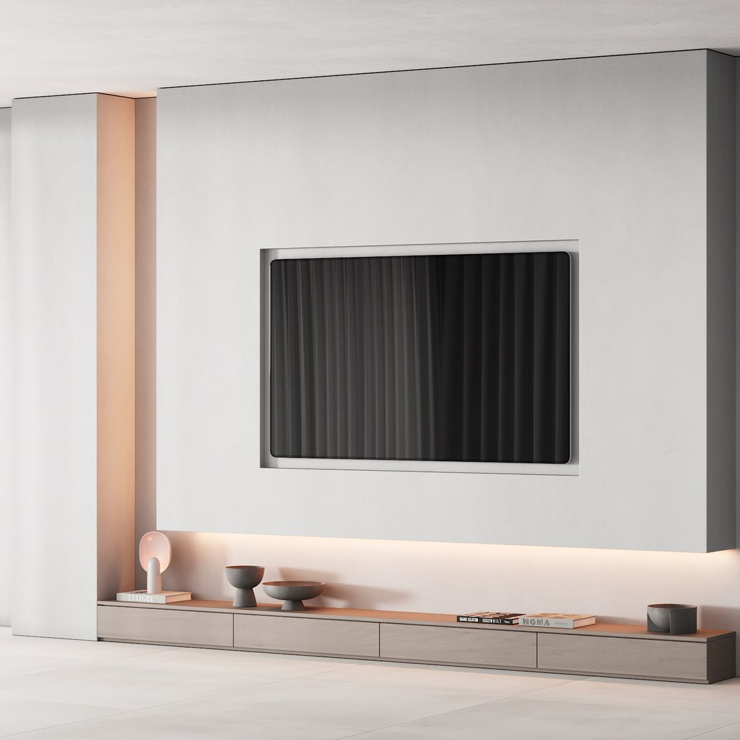 156 Tv Wall Kit 05 Minimal Wood Warm Gray 00 3D - TurboSquid 2039490
