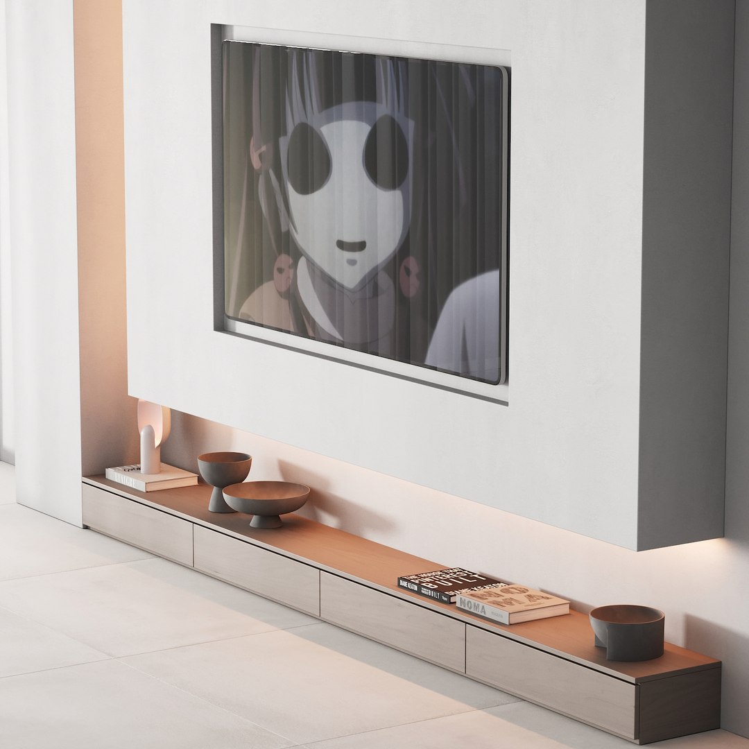 156 Tv Wall Kit 05 Minimal Wood Warm Gray 00 3D - TurboSquid 2039490