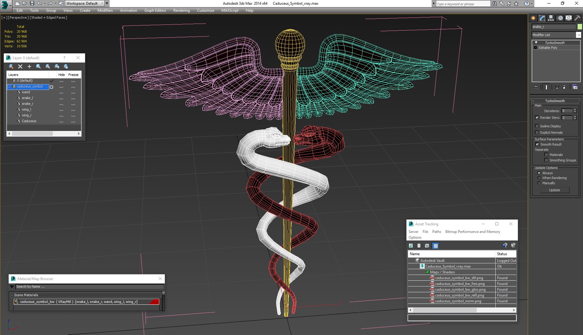 3D model caduceus medical symbol - TurboSquid 1496487