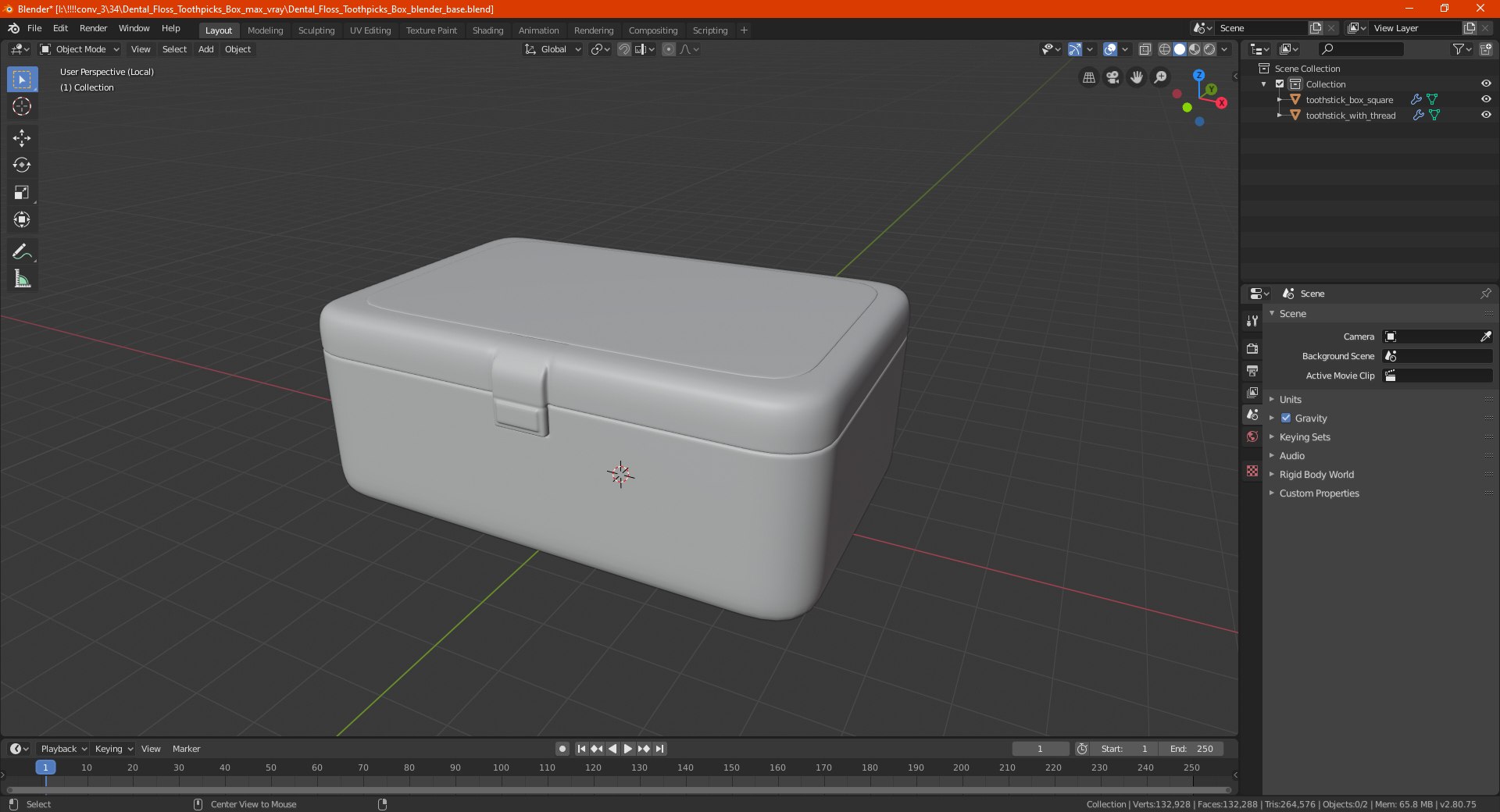 3D Dental Floss Toothpicks Box Model - TurboSquid 1736771