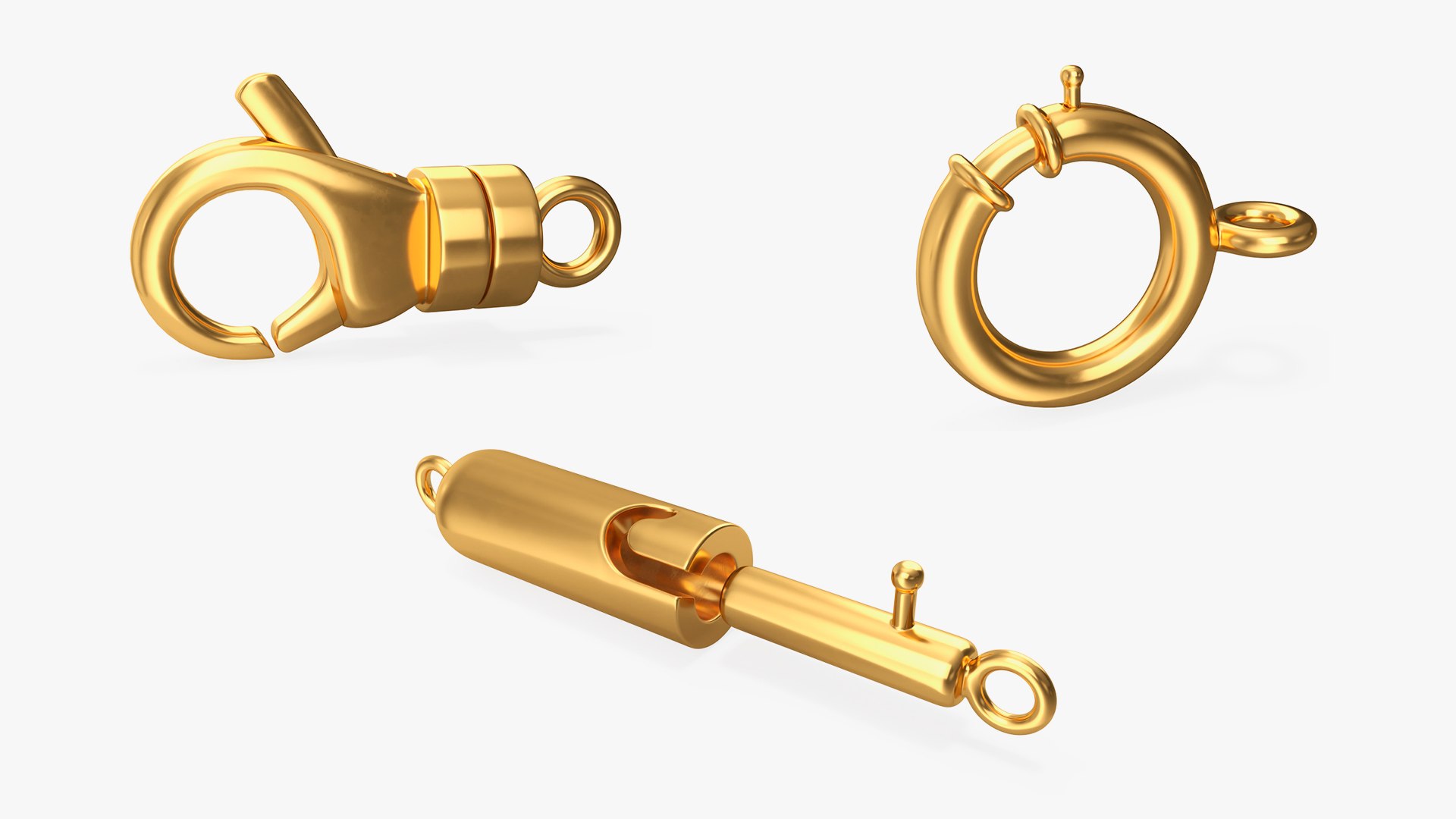 3D Gold Jewelry Clasps Collection Model - TurboSquid 2146101