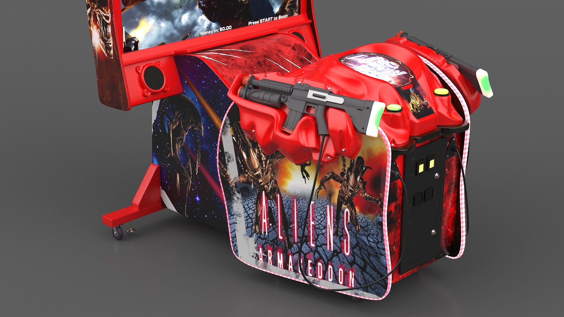 Arcade Machine Aliens Armageddon On State State Rigged 3D Model ...