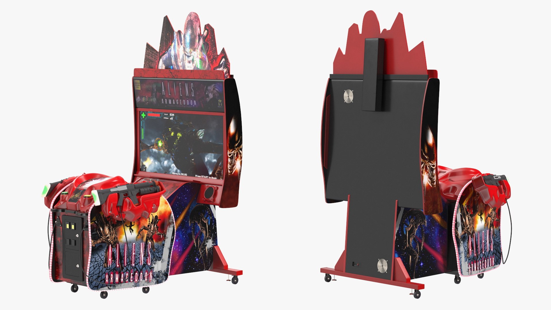 Arcade Machine Aliens Armageddon On State State Rigged 3D Model ...