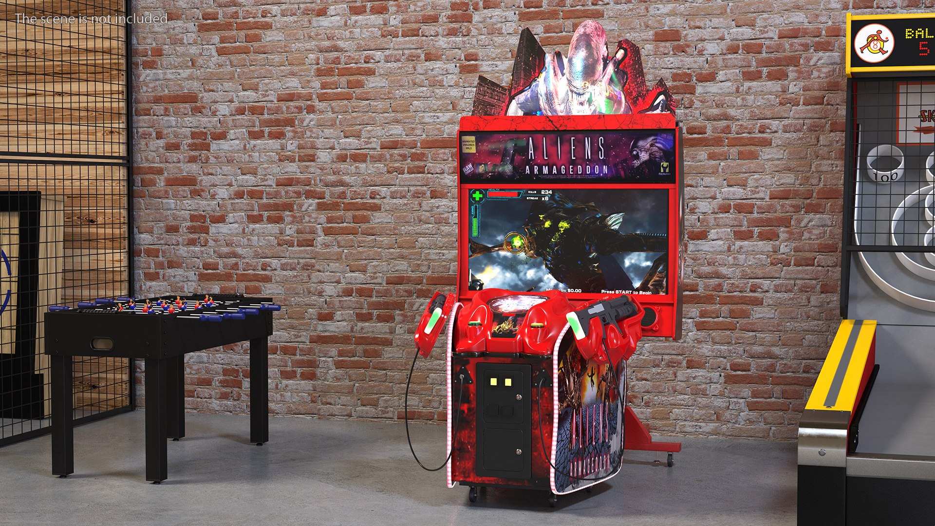 Arcade Machine Aliens Armageddon On State State Rigged 3D Model ...