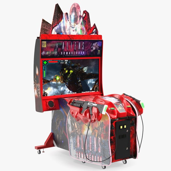 modelo 3d Arcade Machine Aliens Armageddon En Estado Estado Rigged ...