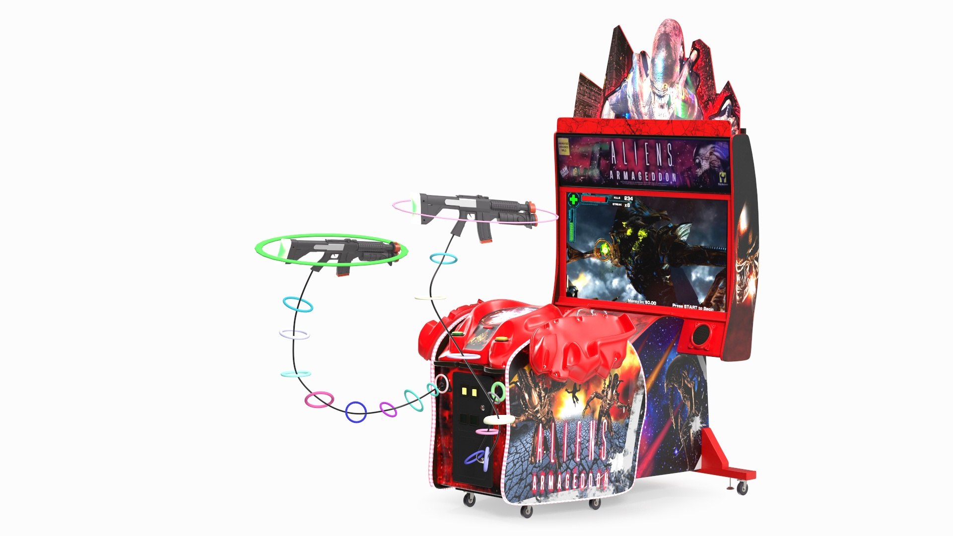Arcade Machine Aliens Armageddon On State State Rigged 3D Model ...