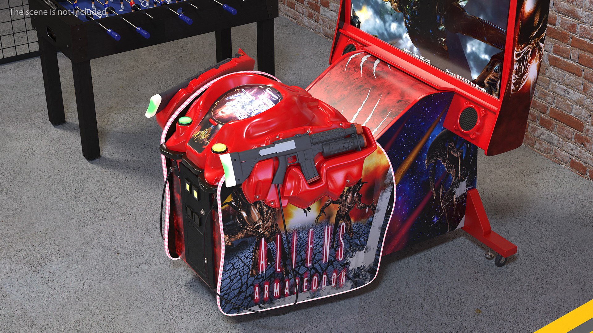 Arcade Machine Aliens Armageddon On State State Rigged 3D Model ...