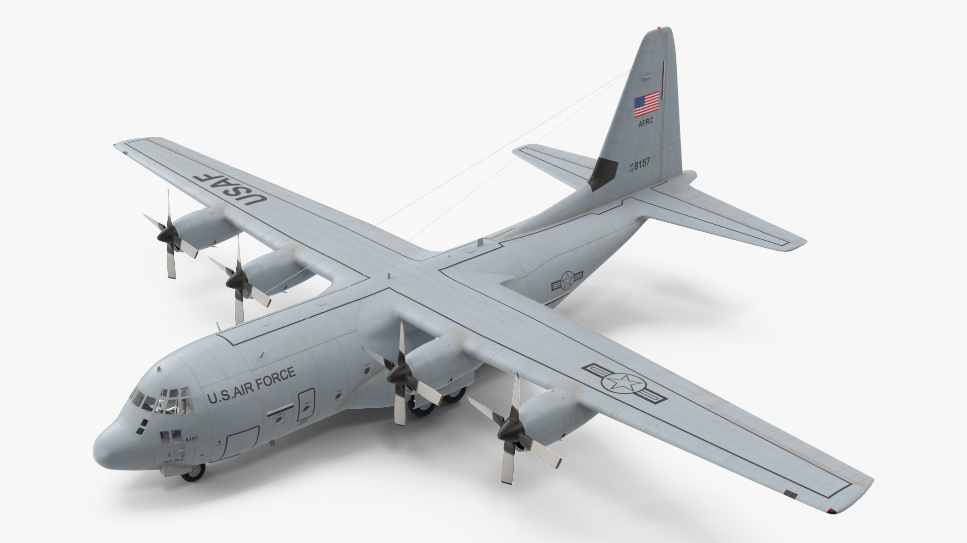 3D Lockheed C 130 Hercules US Military Transport with 20 ft Container ...