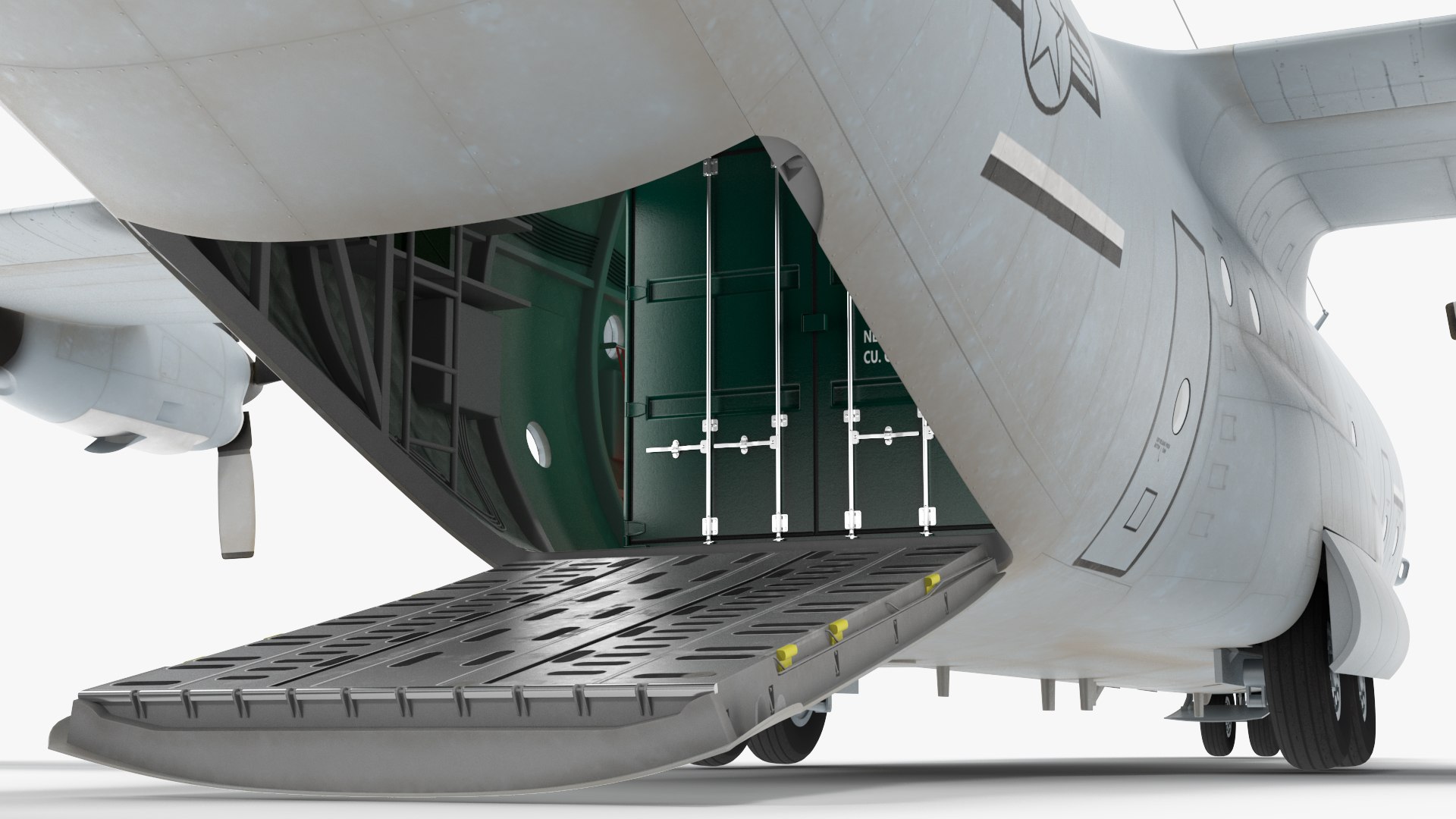 3D Lockheed C 130 Hercules US Military Transport with 20 ft Container ...