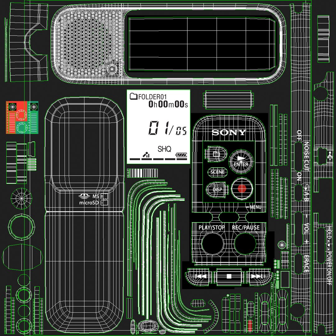 3d Sony Digital Voice Recorder Model