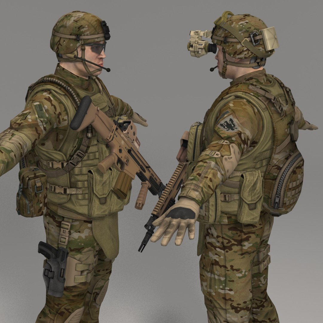3d military male soldier set model