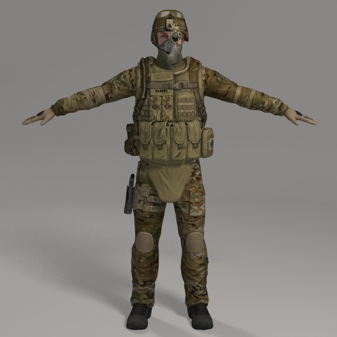 3d Military Male Soldier Set Model