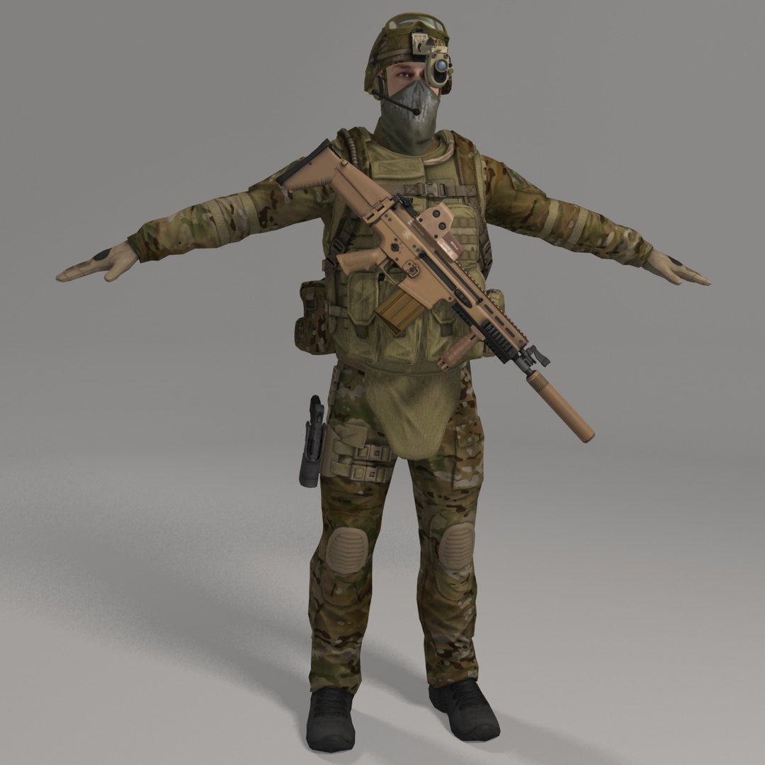 3d military male soldier set model