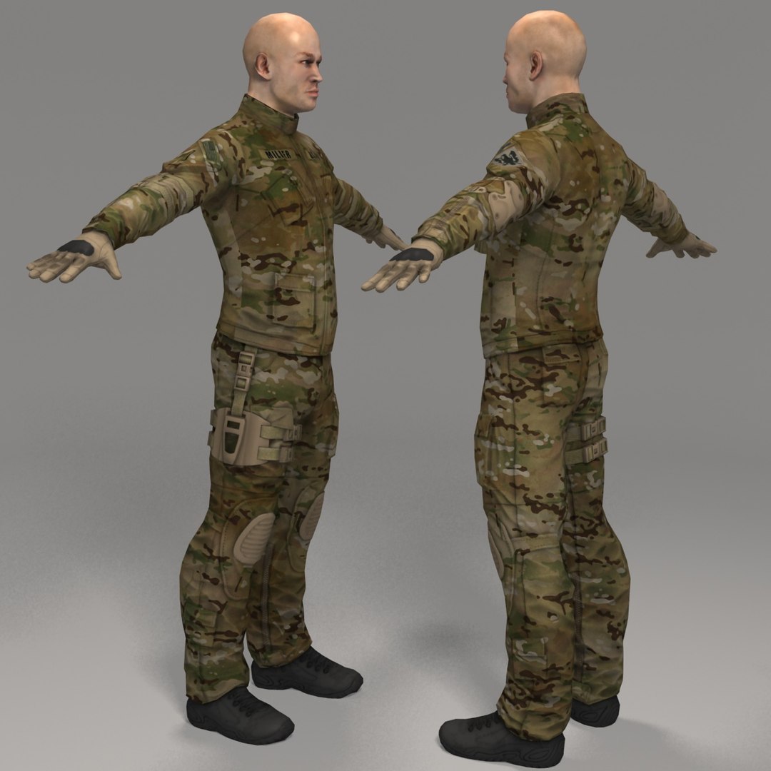 3d military male soldier set model