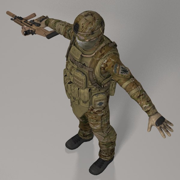 3d military male soldier set model