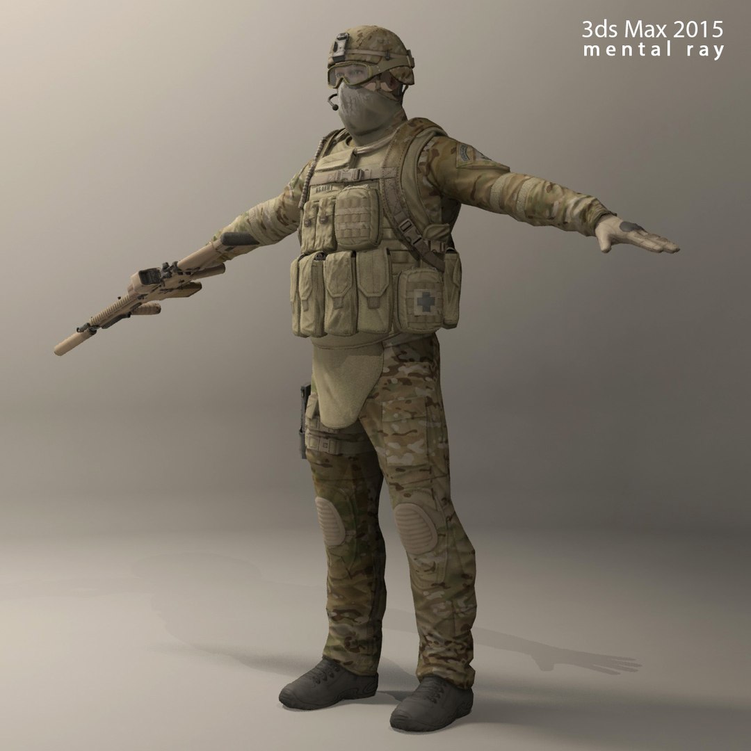 3d Military Male Soldier Set Model