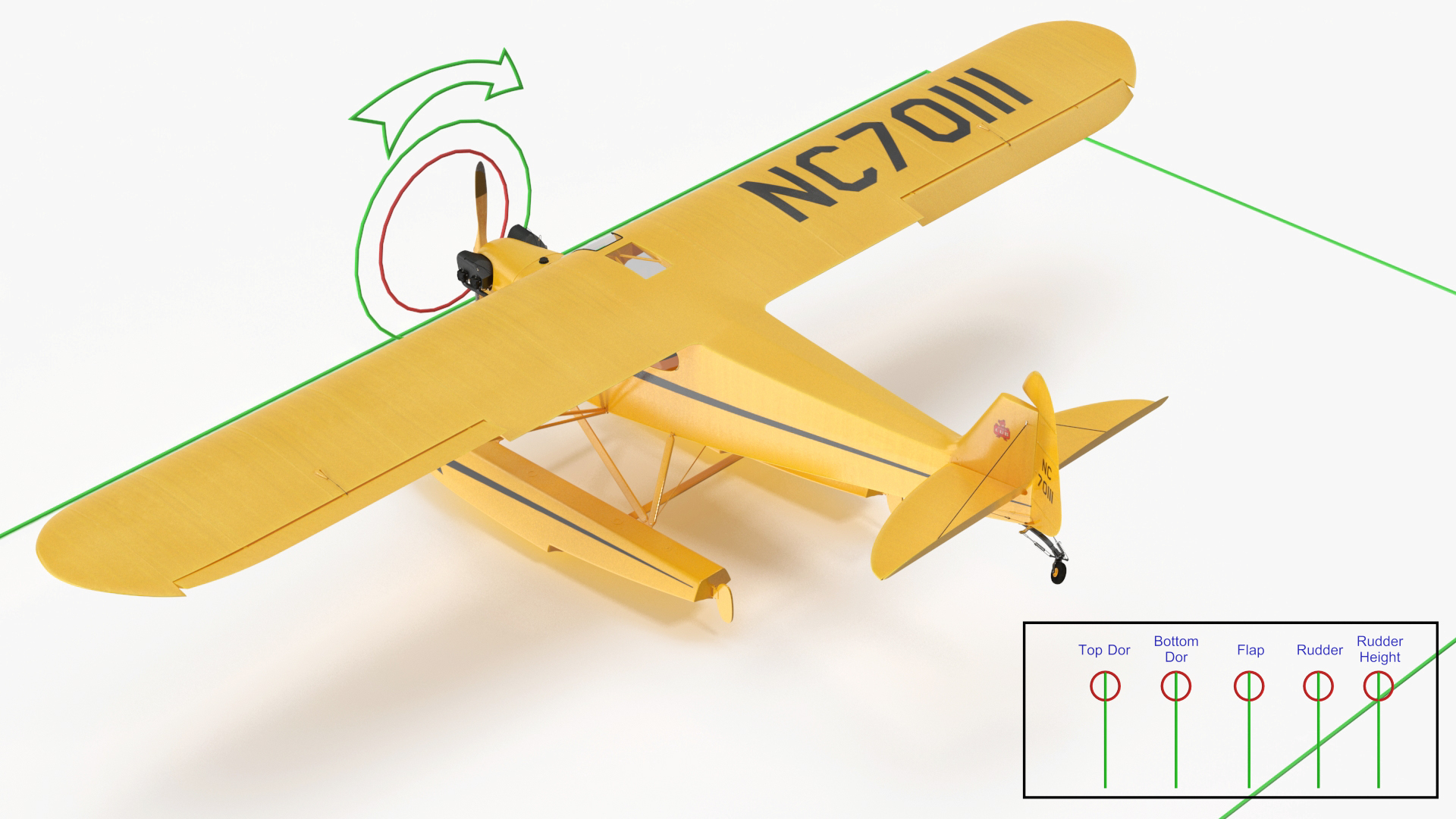 Classic Monoplane Aircraft Piper J-3 With Floats Rigged 3D Model ...