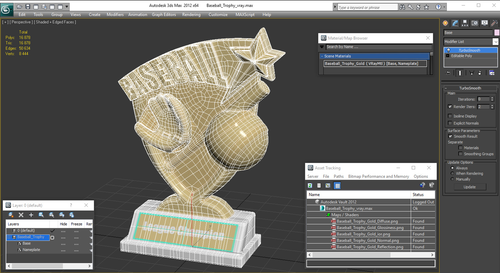 3D baseball trophy ball - TurboSquid 1379903