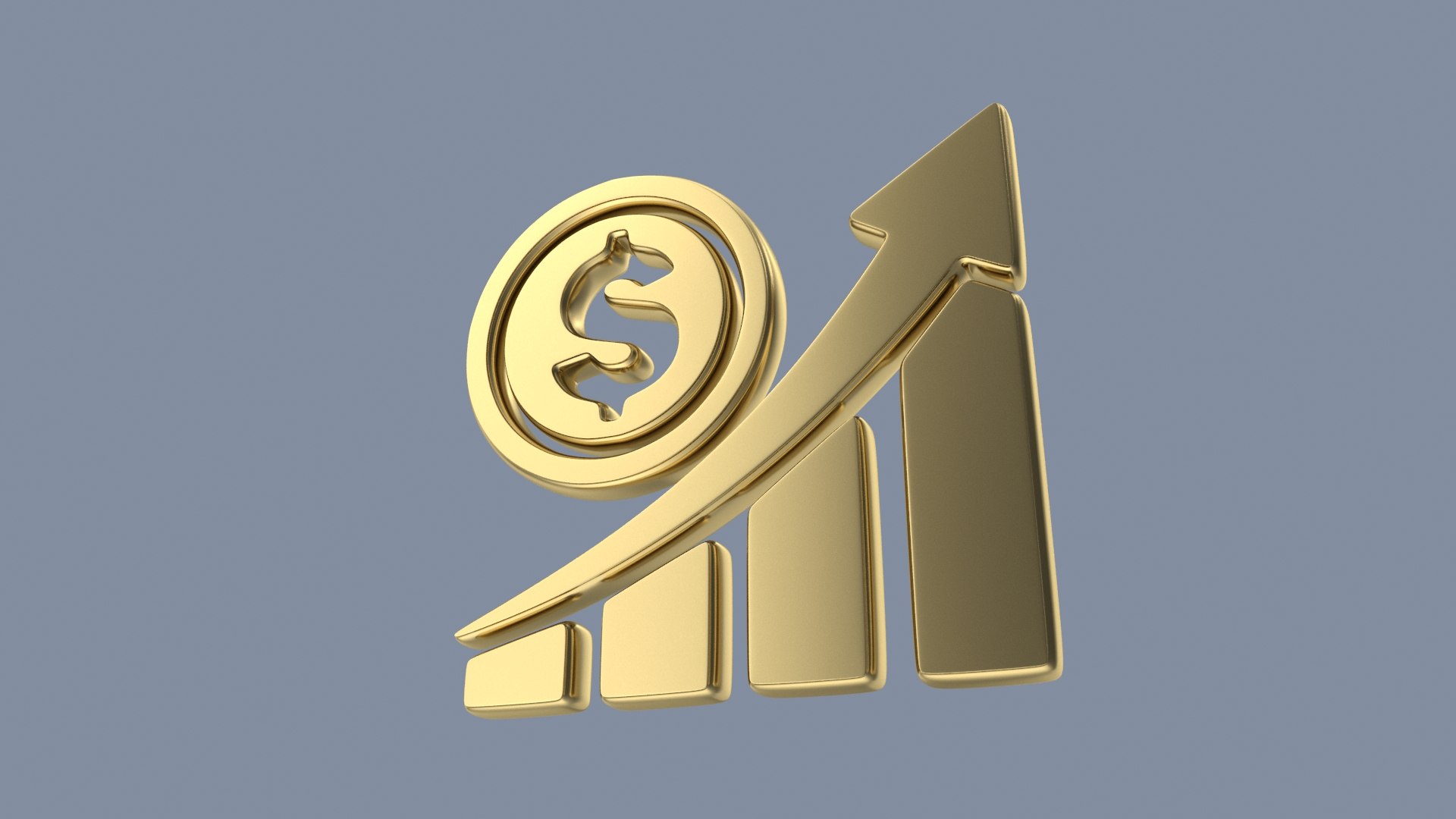 Business Growth Chart With Dollar Symbol Gold 3D Model - TurboSquid 2066712