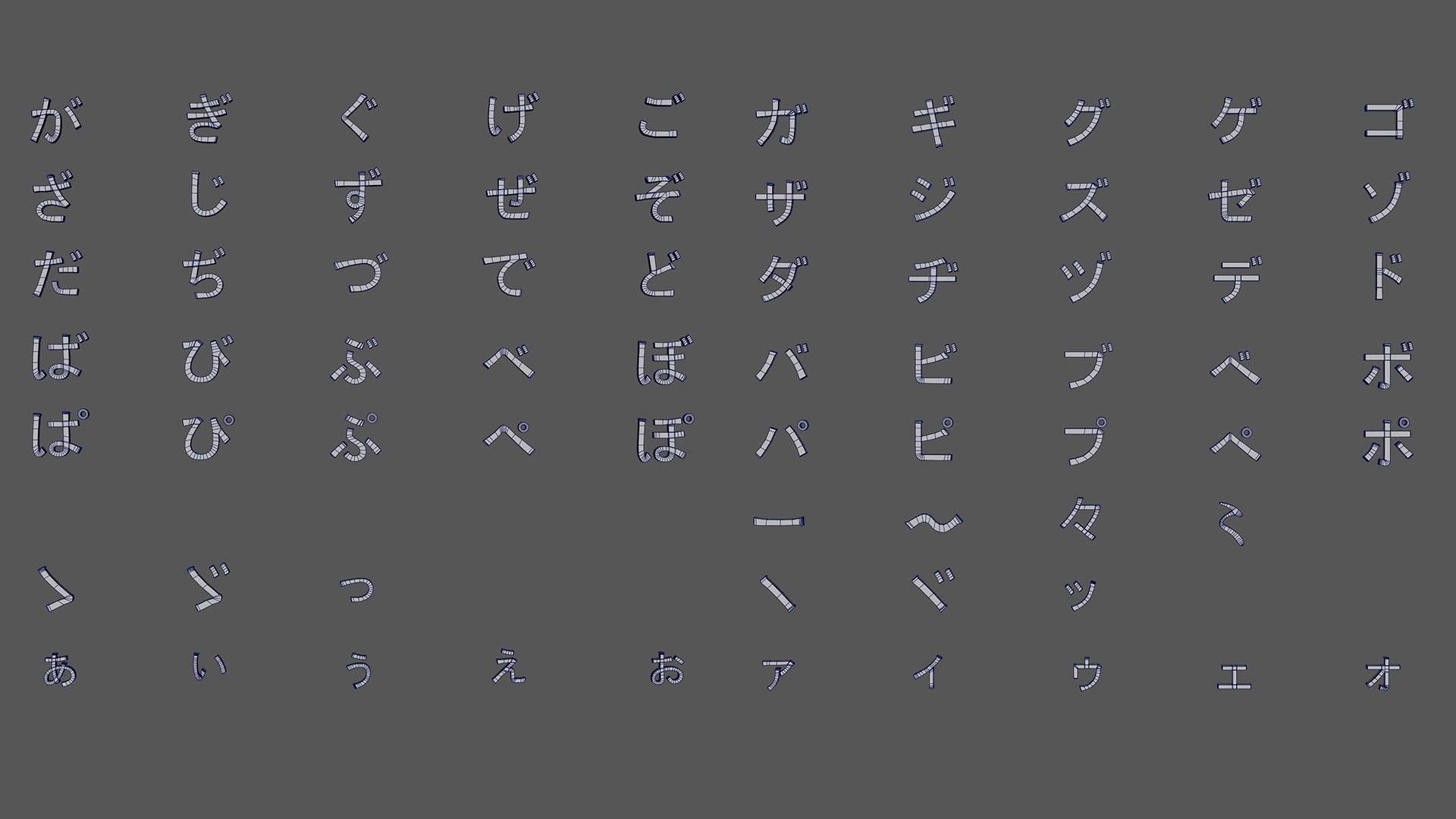Japanese Characters Hiragana Katakana Full Set Low Poly Model ...