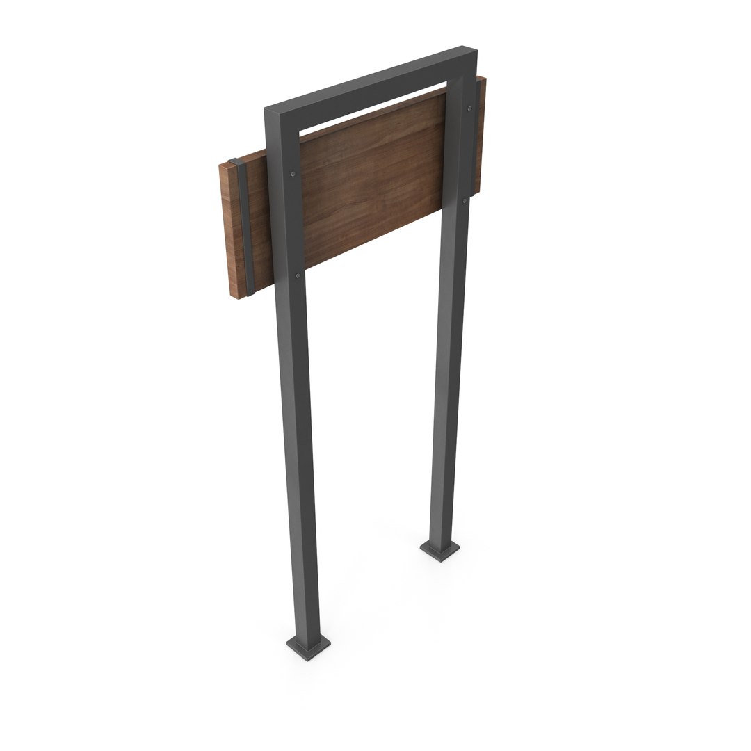 3D Model Of Wooden Sign With Metal Stand 3D - TurboSquid 2305360