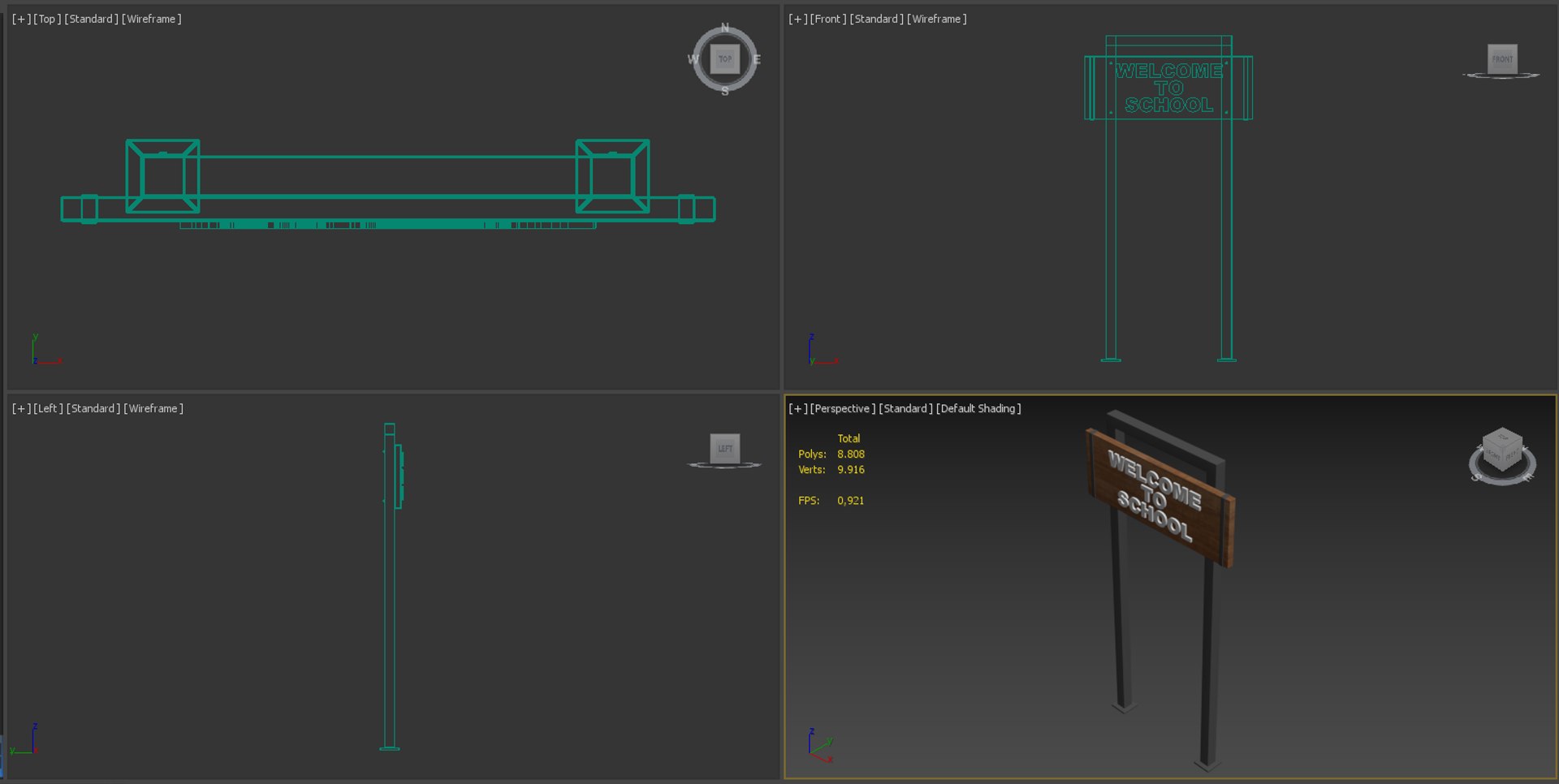 3D Model Of Wooden Sign With Metal Stand 3D - TurboSquid 2305360
