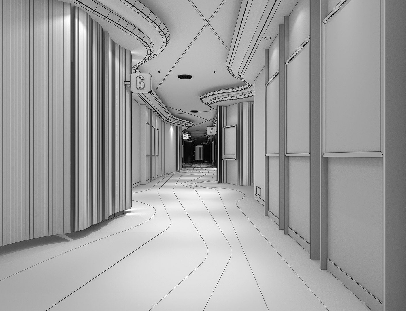 3D Cinema Hallway 01 Model - TurboSquid 1948953