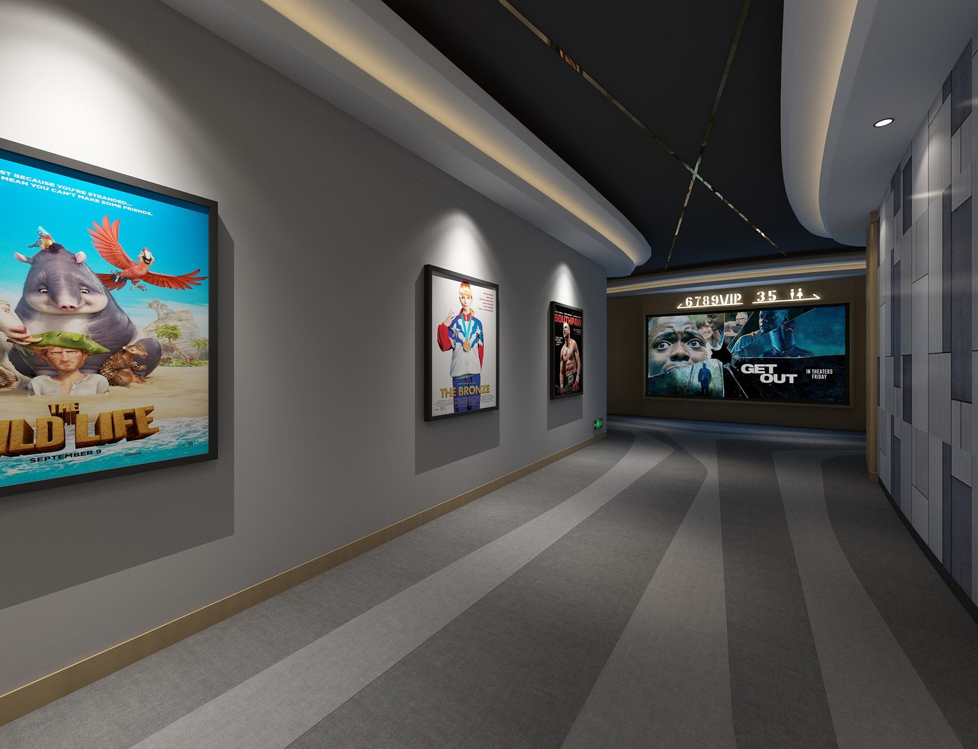 3D Cinema Hallway 01 Model - TurboSquid 1948953