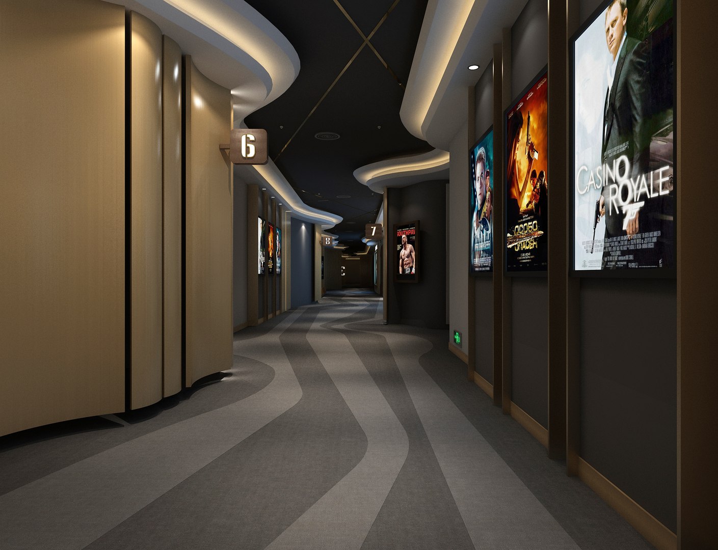 3D Cinema Hallway 01 Model - TurboSquid 1948953