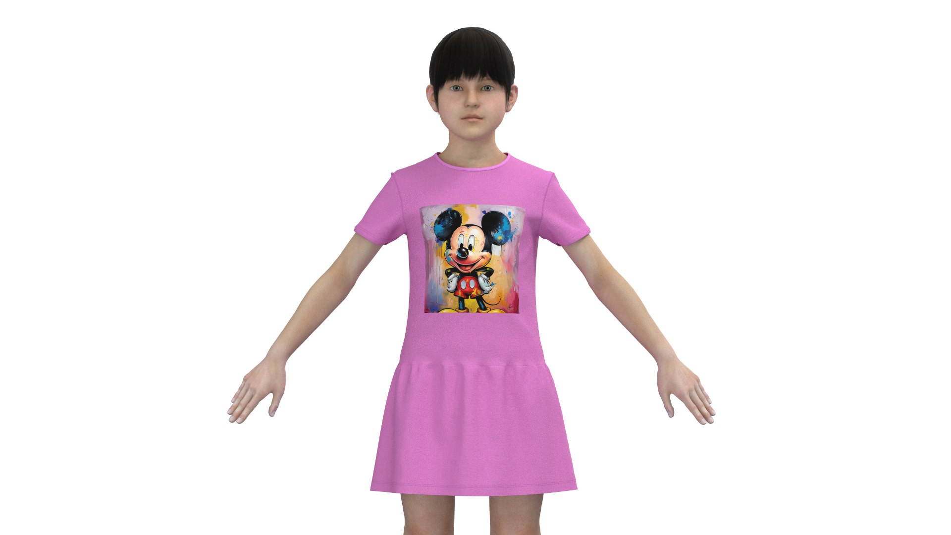 3D Kids Female Mickey Dress - TurboSquid 2222584