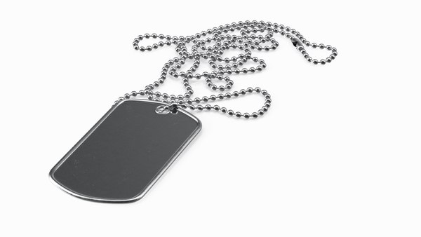 modelo 3d Placa de identificación militar con cadena en blanco ...