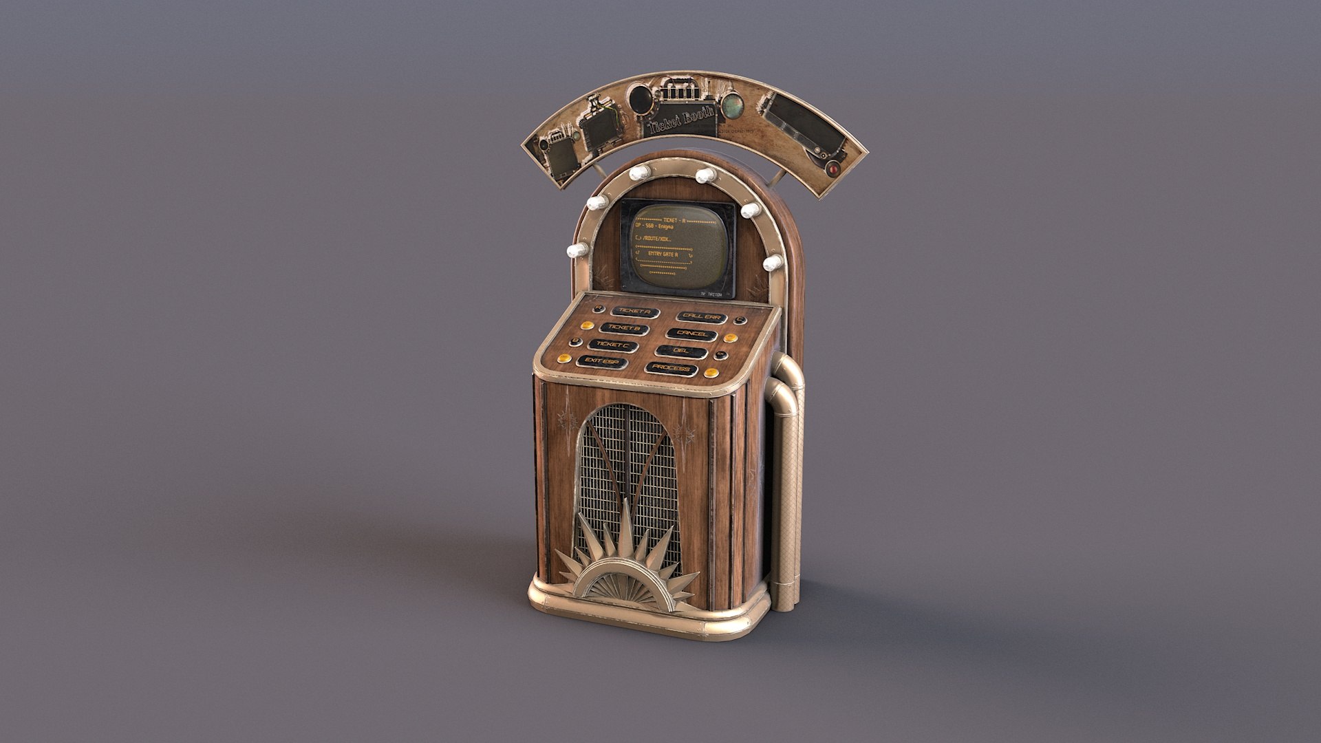 3D Model SteamPunk Ticket Booth - TurboSquid 2182059