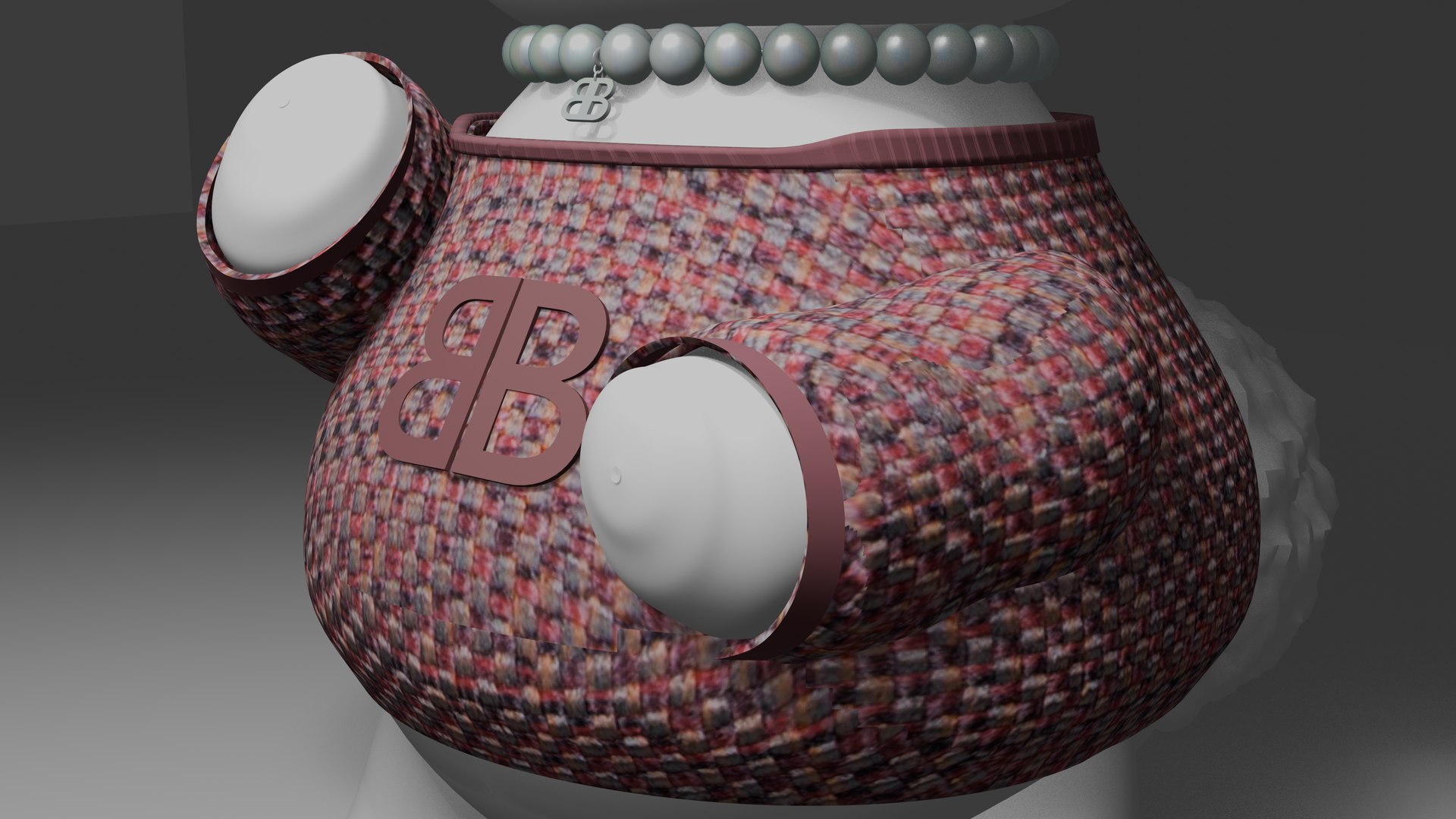 Cute Chibi Bunny 3D Model - Low Poly With Headphones Satin Bows Wool ...