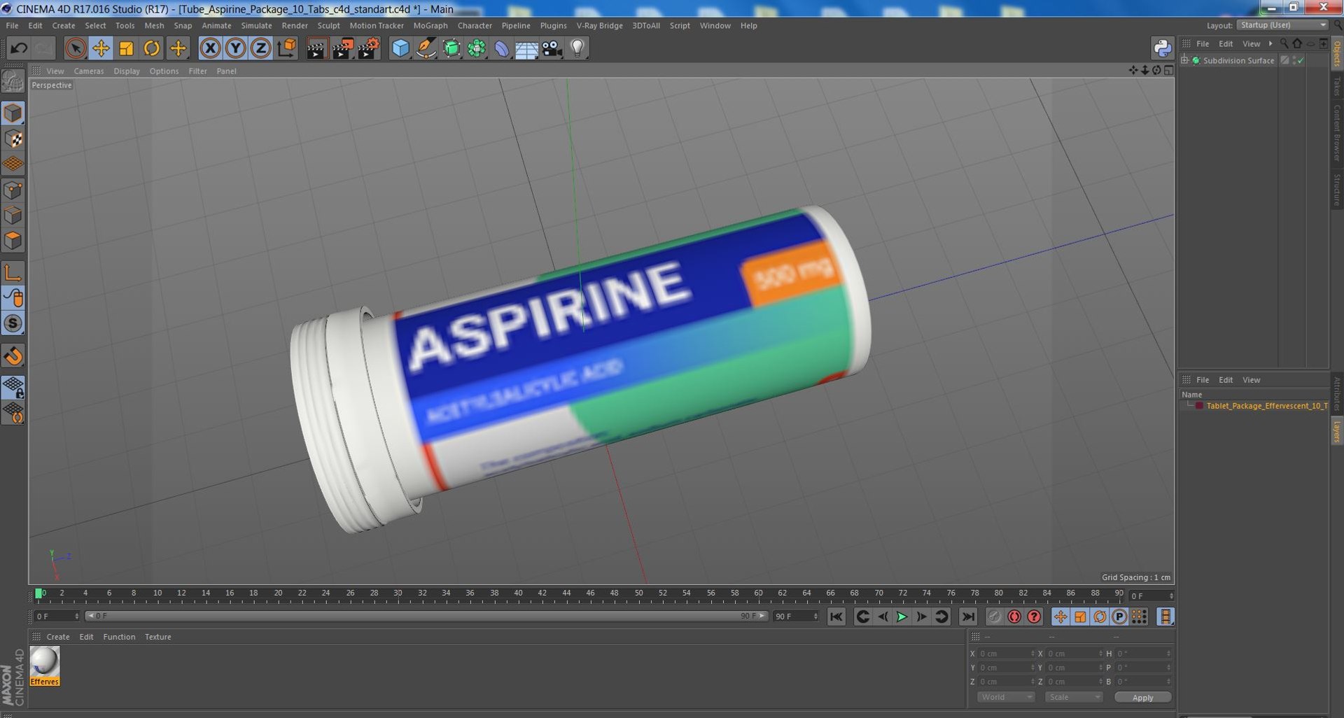 3D Tube Aspirine Package 10 Tabs Model - TurboSquid 2211860