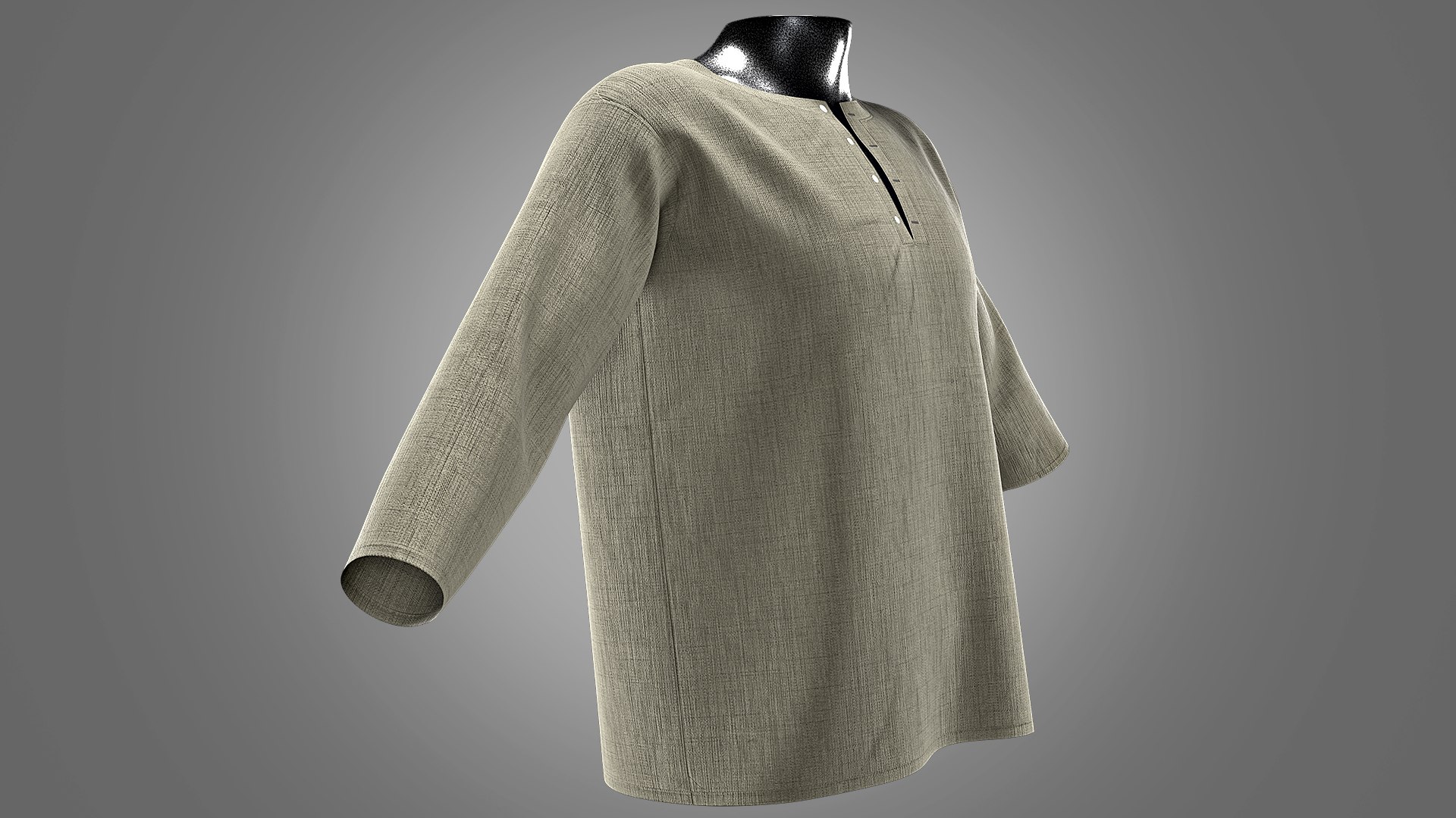 Henley Collar T-shirt Male 3D Model - TurboSquid 2149953
