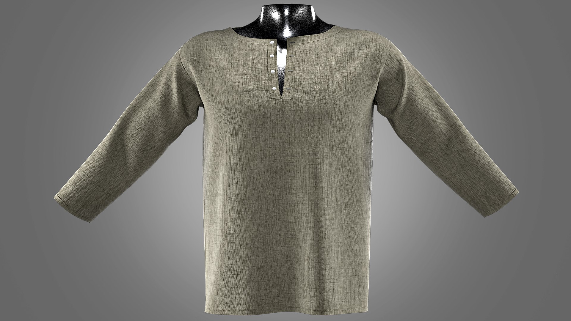 Henley Collar T-shirt Male 3D Model - TurboSquid 2149953