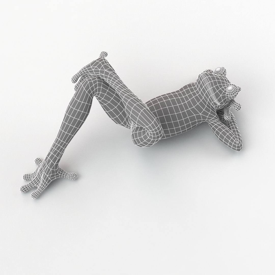 3d Frog 3 Statuette Model