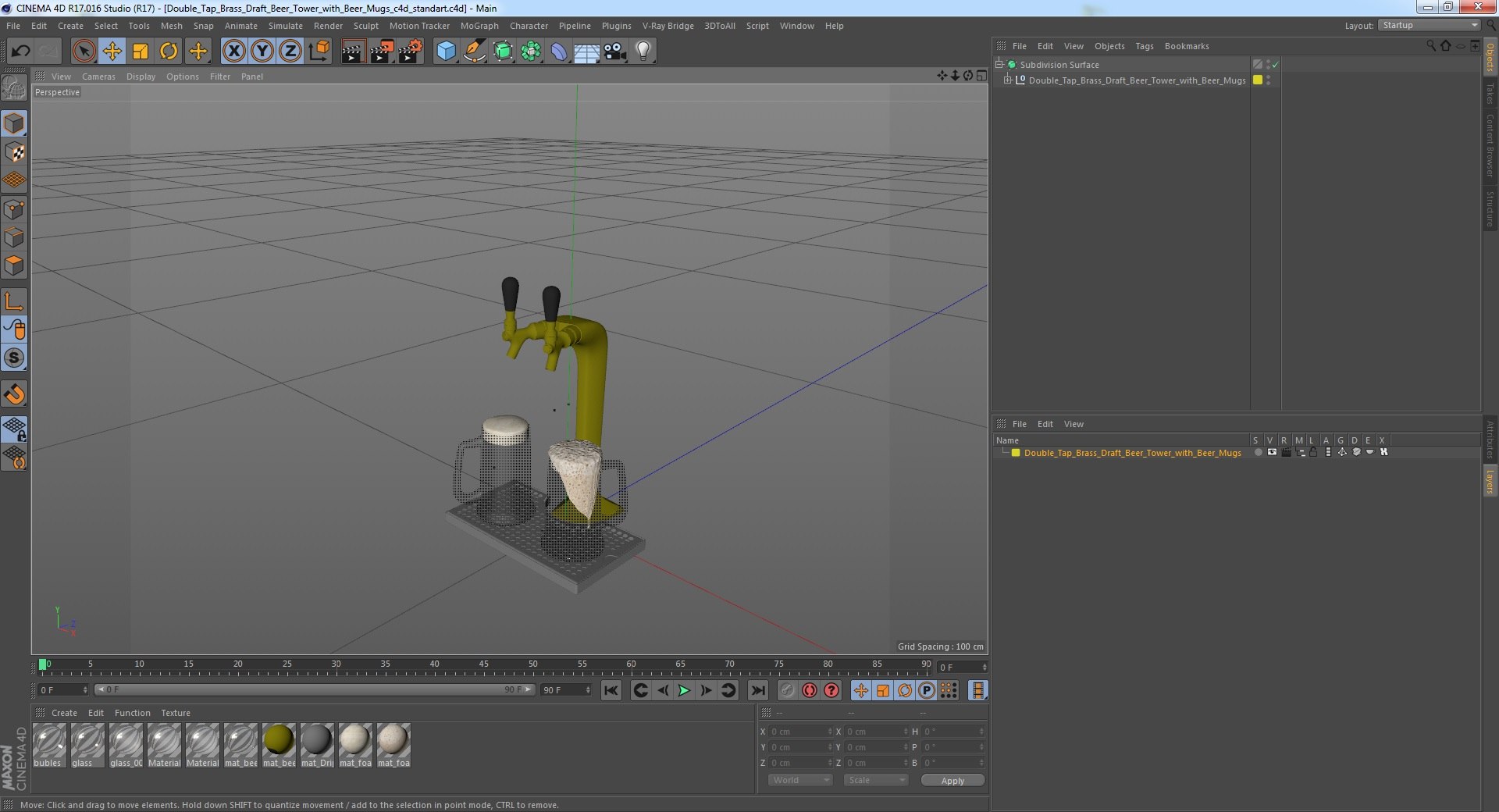 Double tap brass draft beer 3D model - TurboSquid 1623311