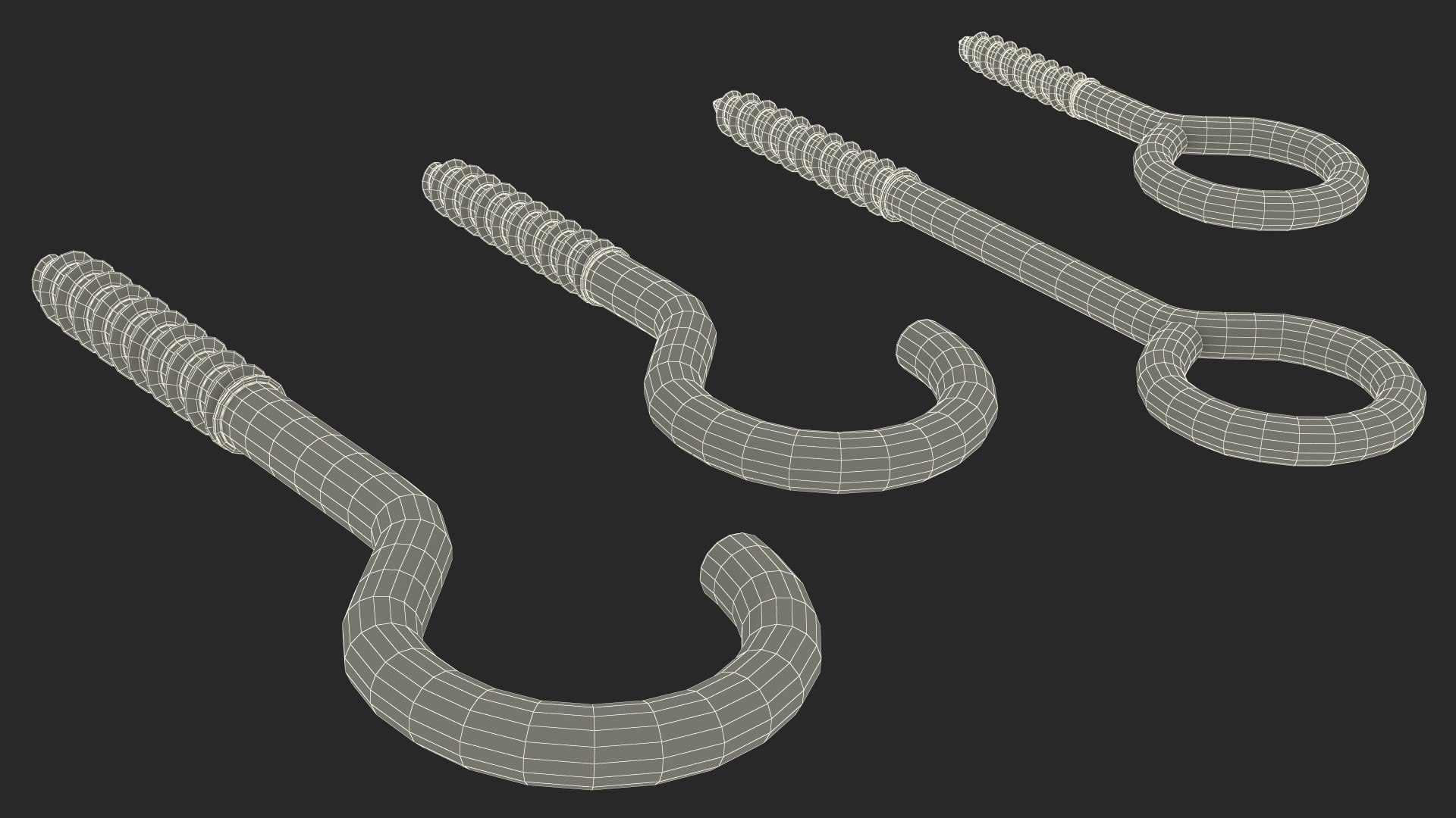 Drapery Screw Eyes Set Silver 3D Model - TurboSquid 2217932